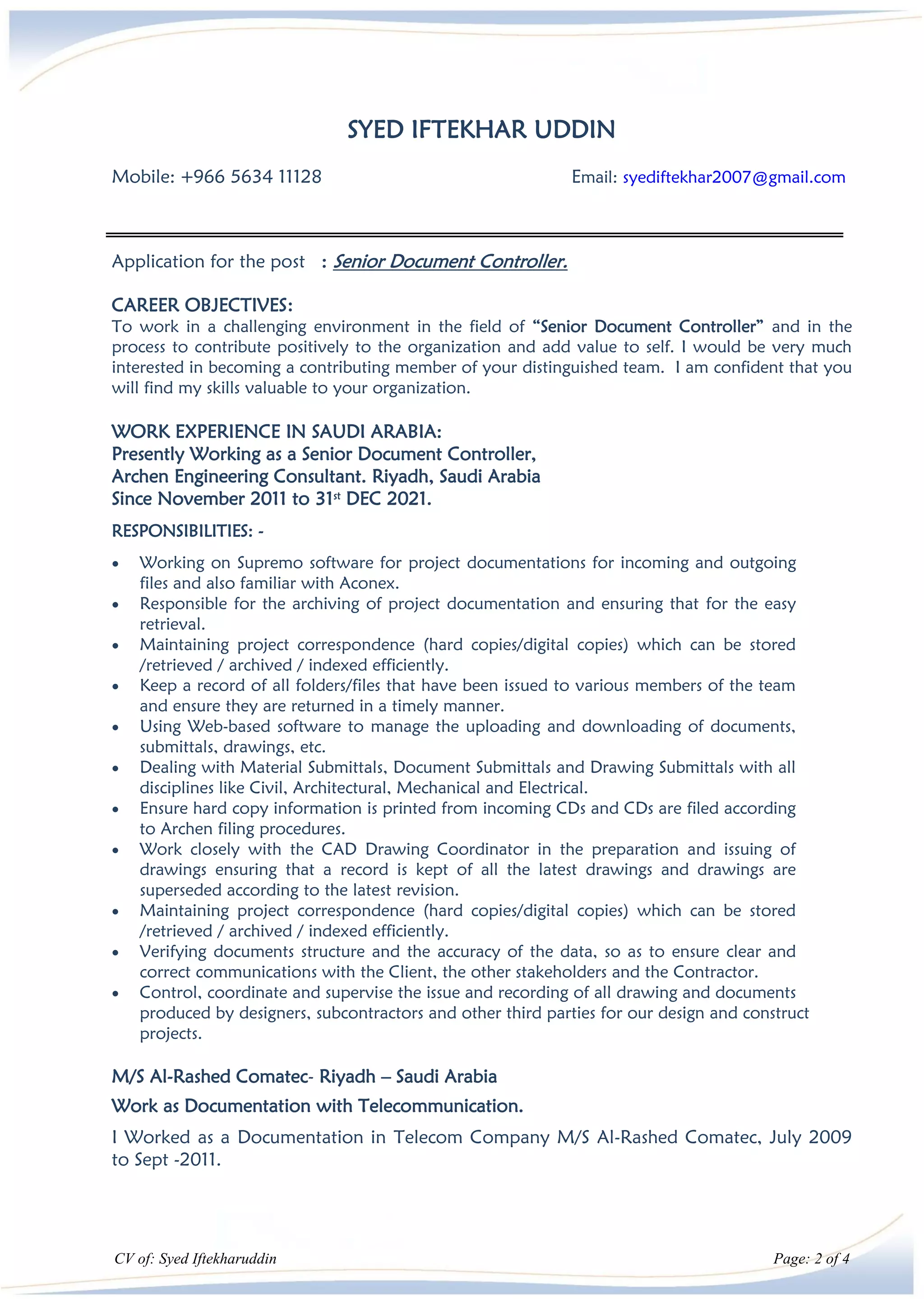 Syed iftekharuddin cv - for dc | PDF