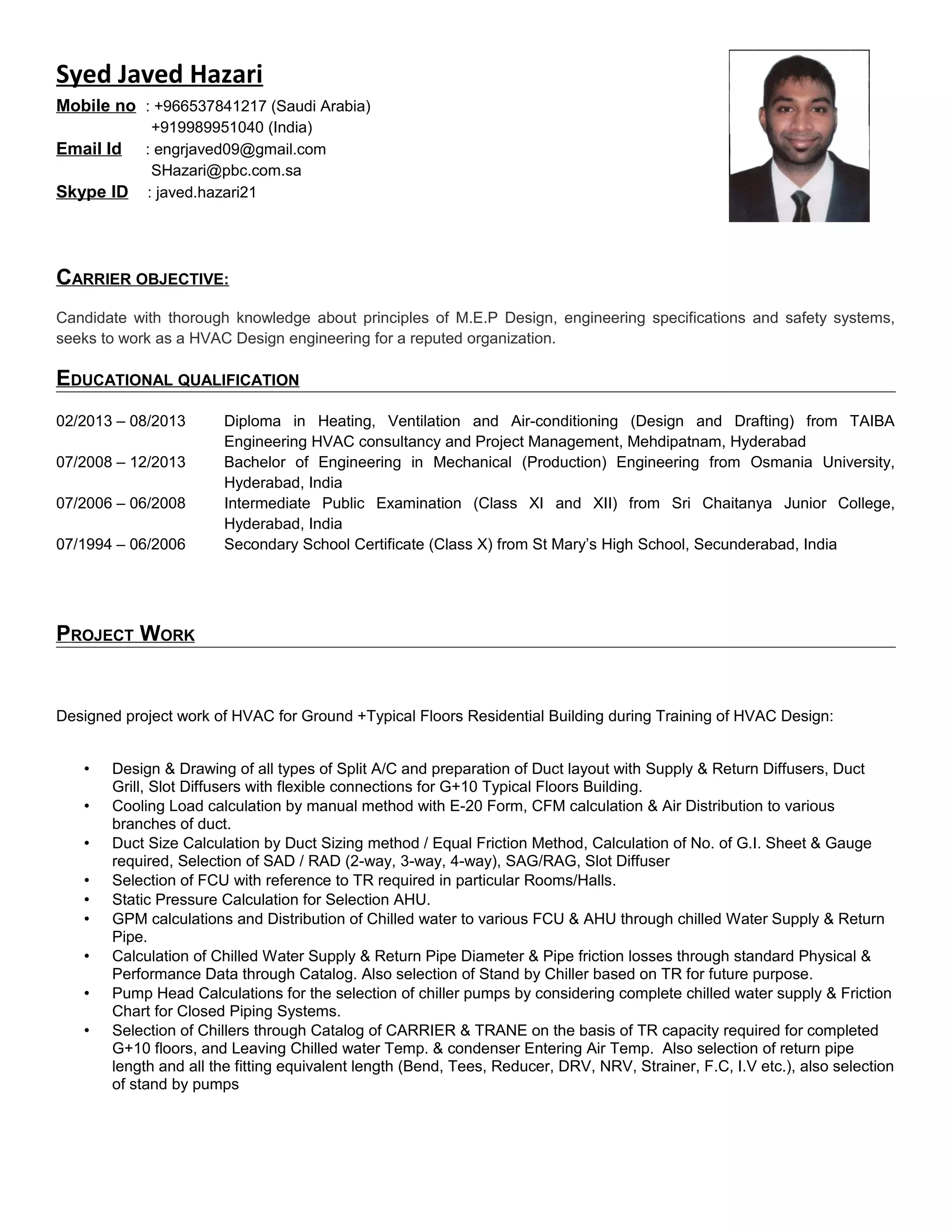 Syed javed hazari resume | PDF