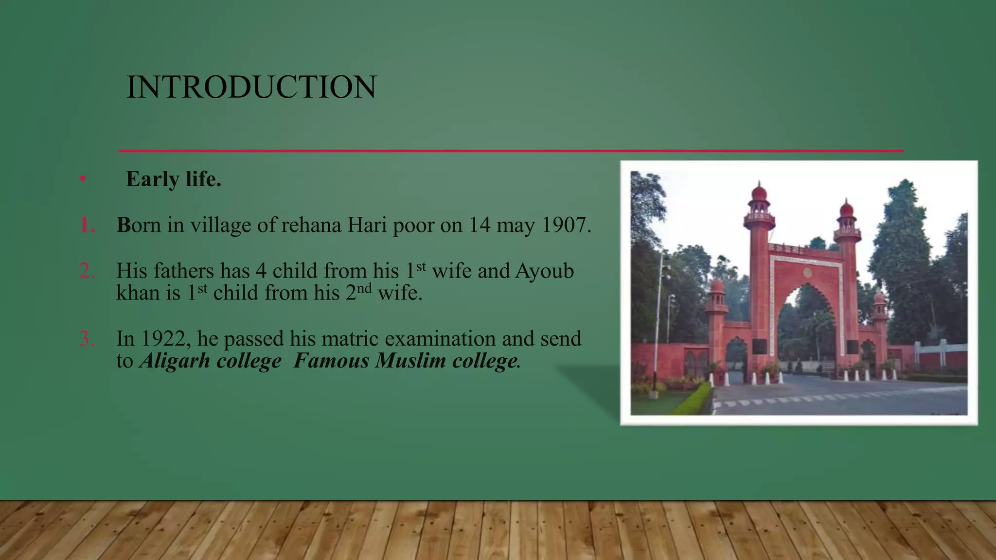 president muhammad ayoub khan | PPTX