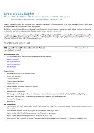 Syed Waqas Saghir | Internet Marketing Expert | SEO Consultant | Social Media Evangelist | IT ...