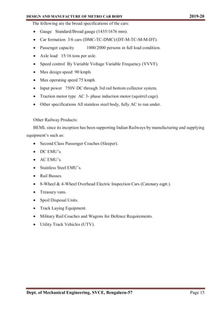 DESIGN AND MANUFATURE OF METRO CAR BODY | PDF