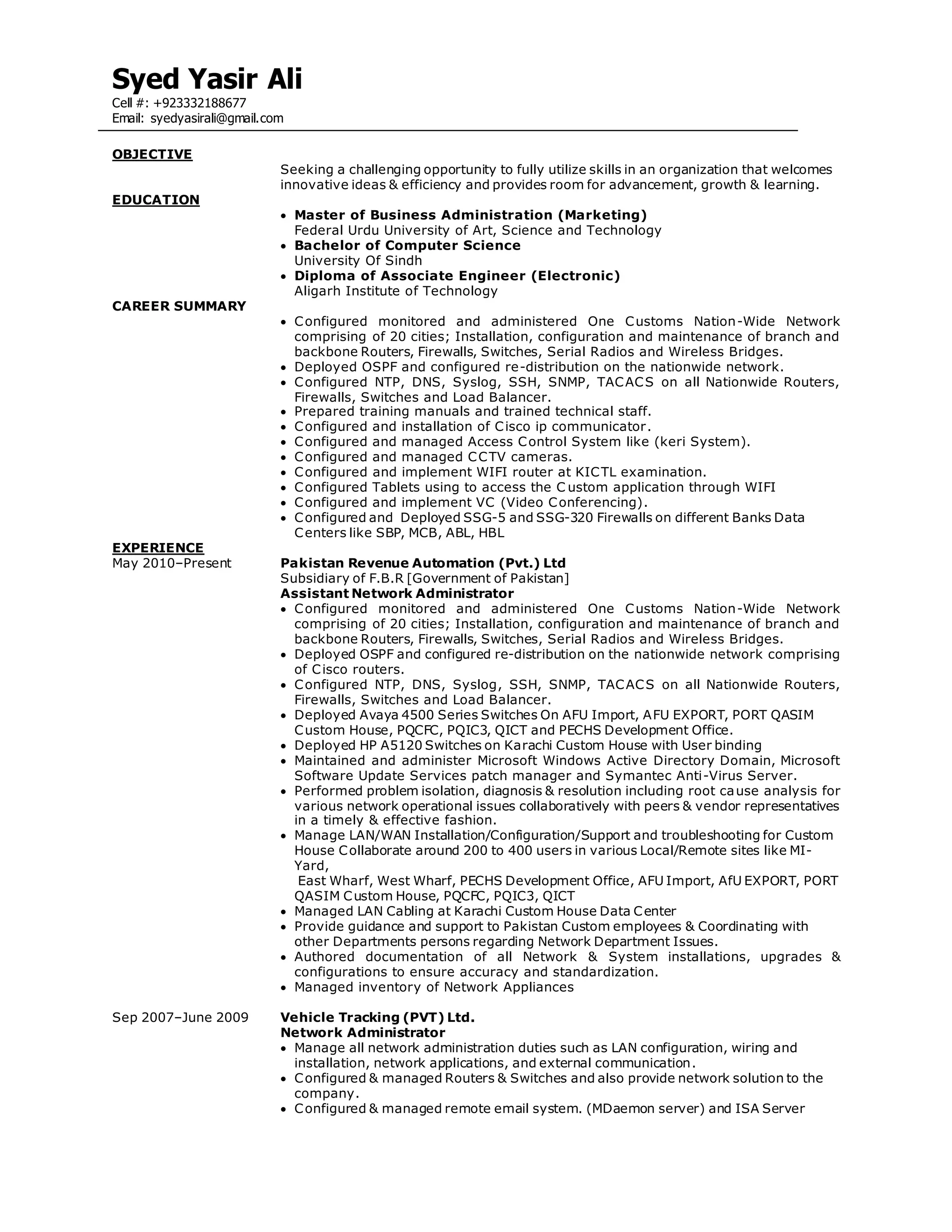 Syed yasir ali_cv | DOCX