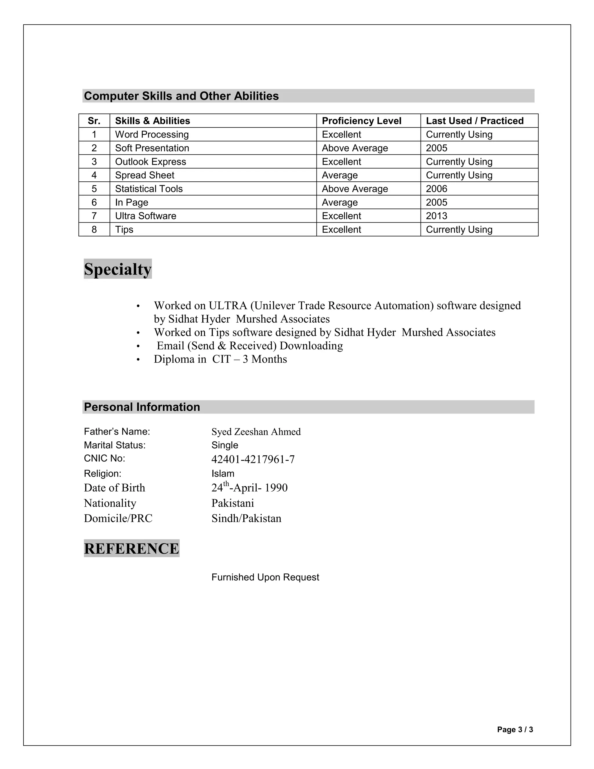 Syed zeeshan ahmed cv | PDF | Business Accounting & Finance | Business