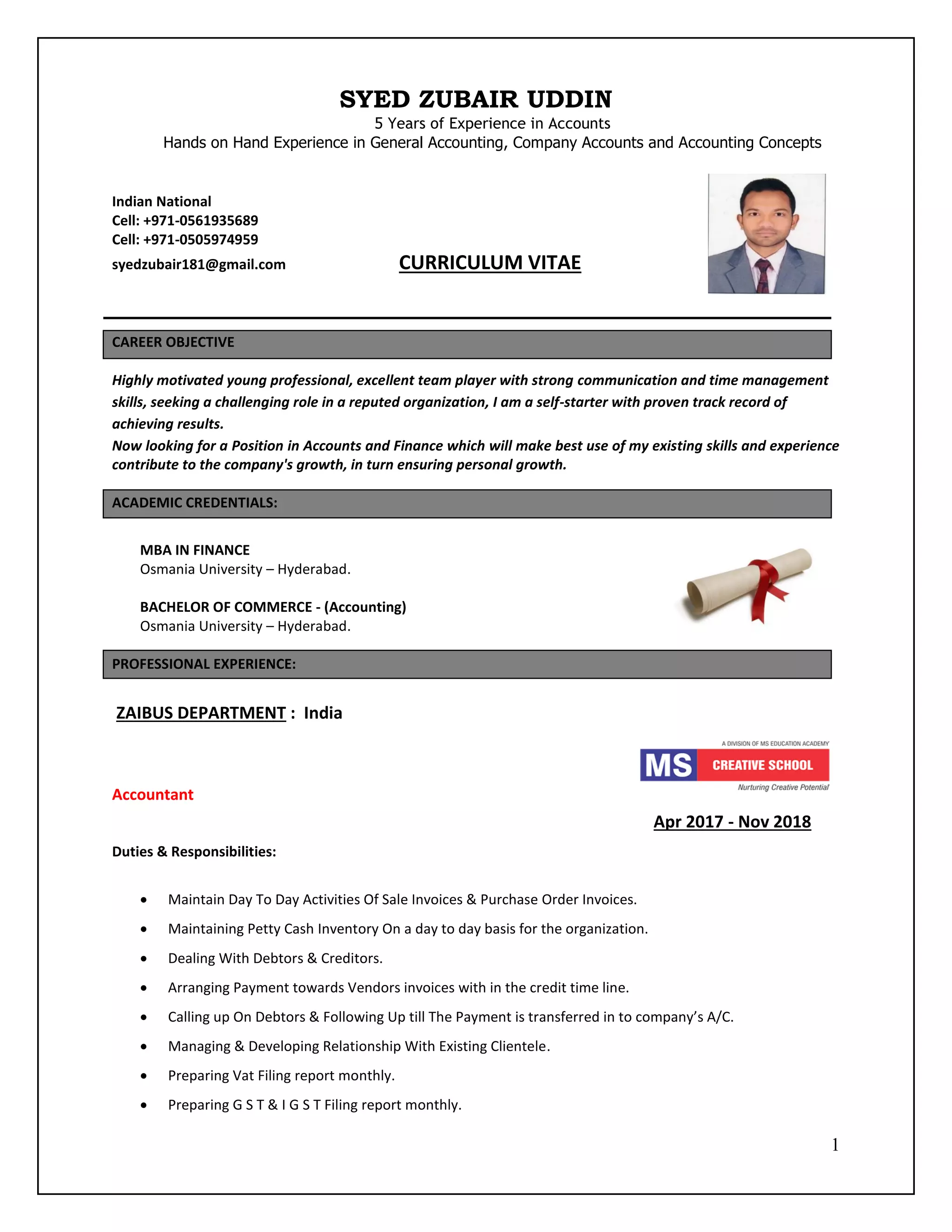 Syed zubair updated cv az | PDF | Business Accounting & Finance | Business