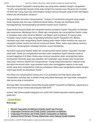 Syeikh taqiyuddin an nabhani dan jenderal glubb pasha | PDF