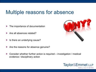 Syhr managing absence | PPT