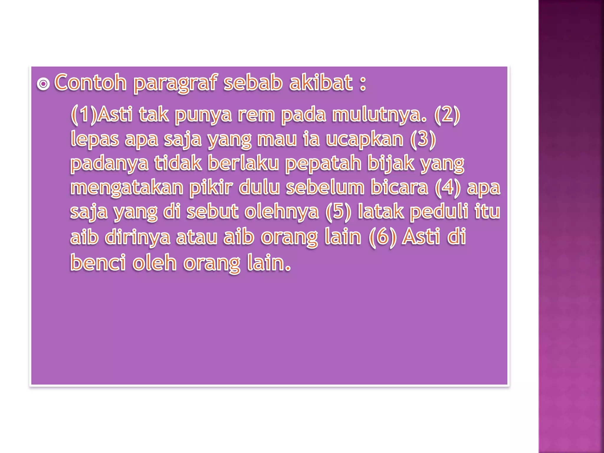 MELENGKAPI PARAGRAF SEBAB AKIBAT | PPTX