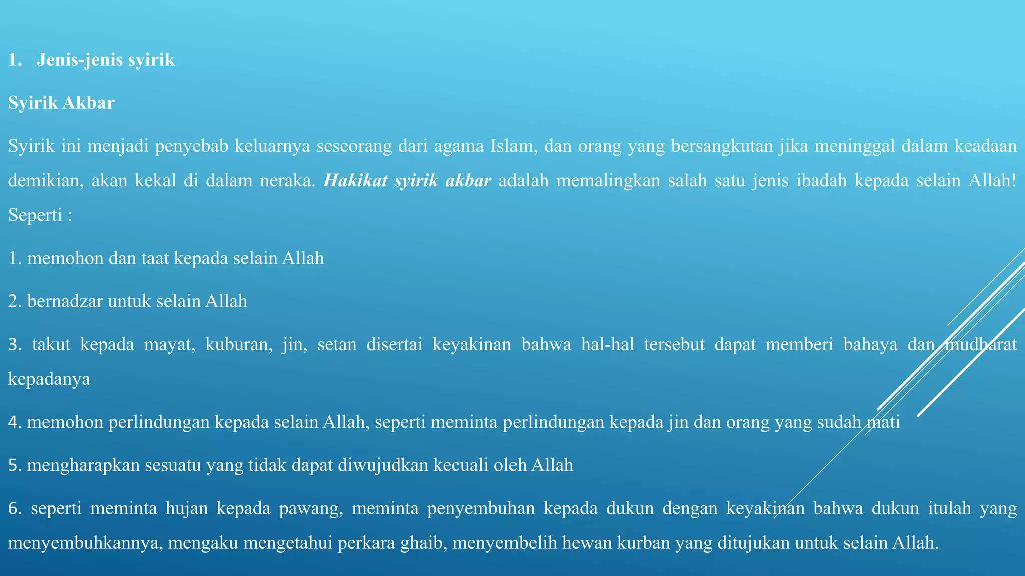 Syirik dan bahaya bagi manusia | PPTX