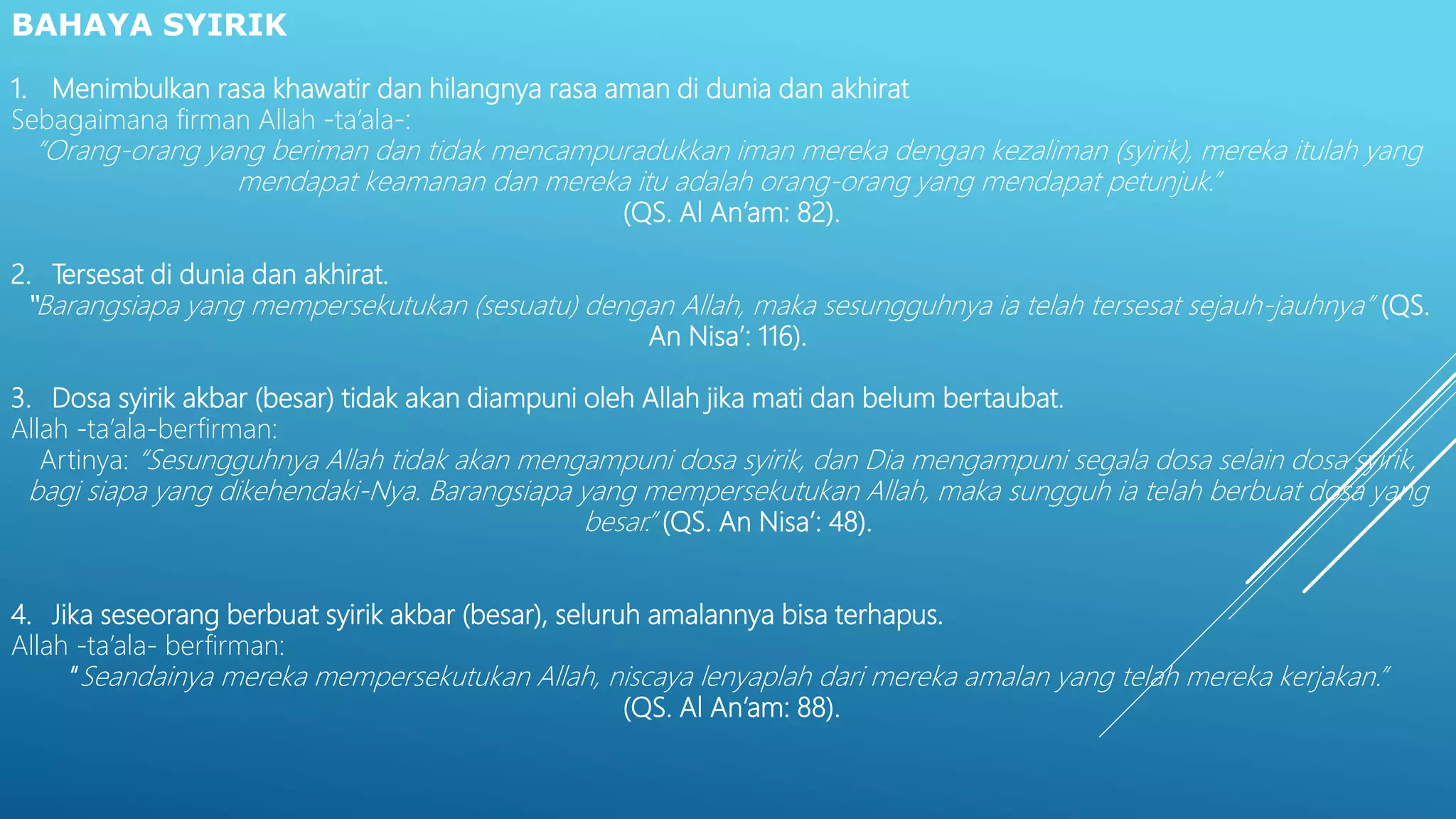 Syirik dan bahaya bagi manusia | PPTX