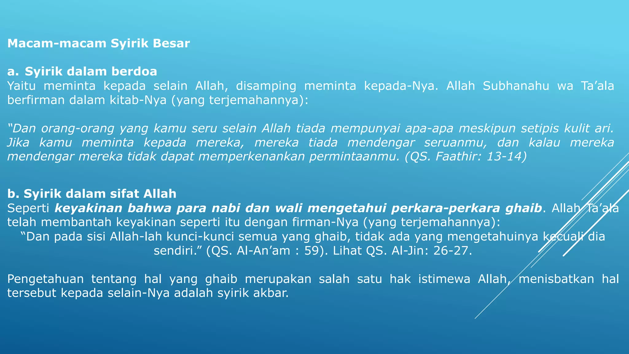 Syirik dan bahaya bagi manusia | PPTX