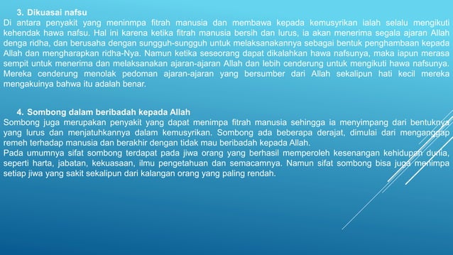 Syirik dan bahaya bagi manusia | PPTX