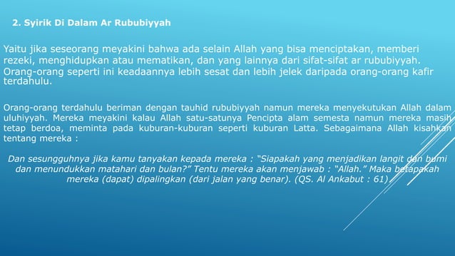 Syirik dan bahaya bagi manusia | PPTX