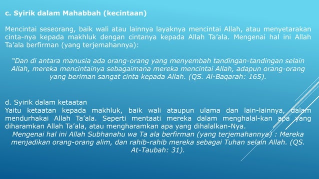 Syirik dan bahaya bagi manusia | PPTX