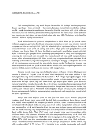 Syirik dimurkai oleh allah | DOCX