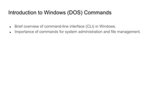 SYIT WINDOWS COMMANDS PRACTICAL - I UNIT I | PPTX | Operating Systems | Computer Software and ...