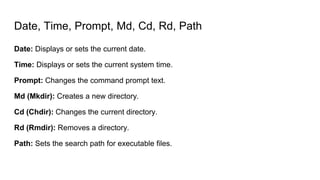SYIT WINDOWS COMMANDS PRACTICAL - I UNIT I | PPTX | Operating Systems | Computer Software and ...