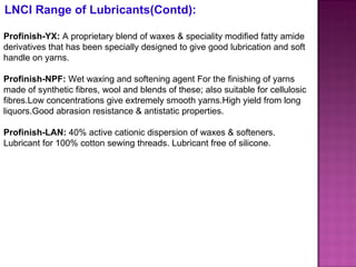 Sylast Series.Thread and yarn lubricants | PPS