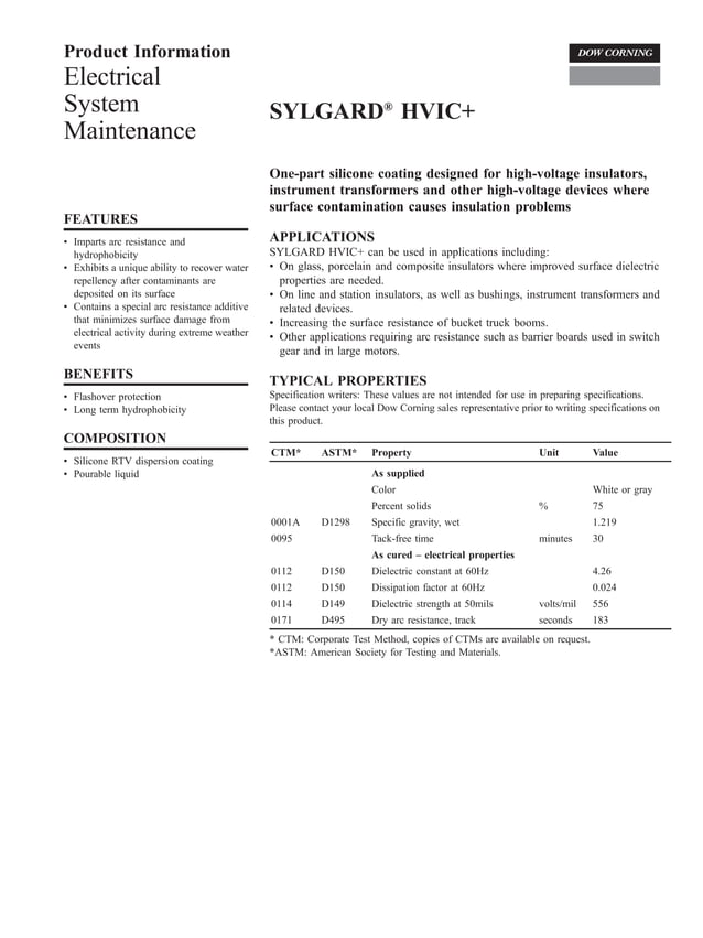 Sylgard Hvic Plus Pds | PDF | Home Appliances | Home & Garden