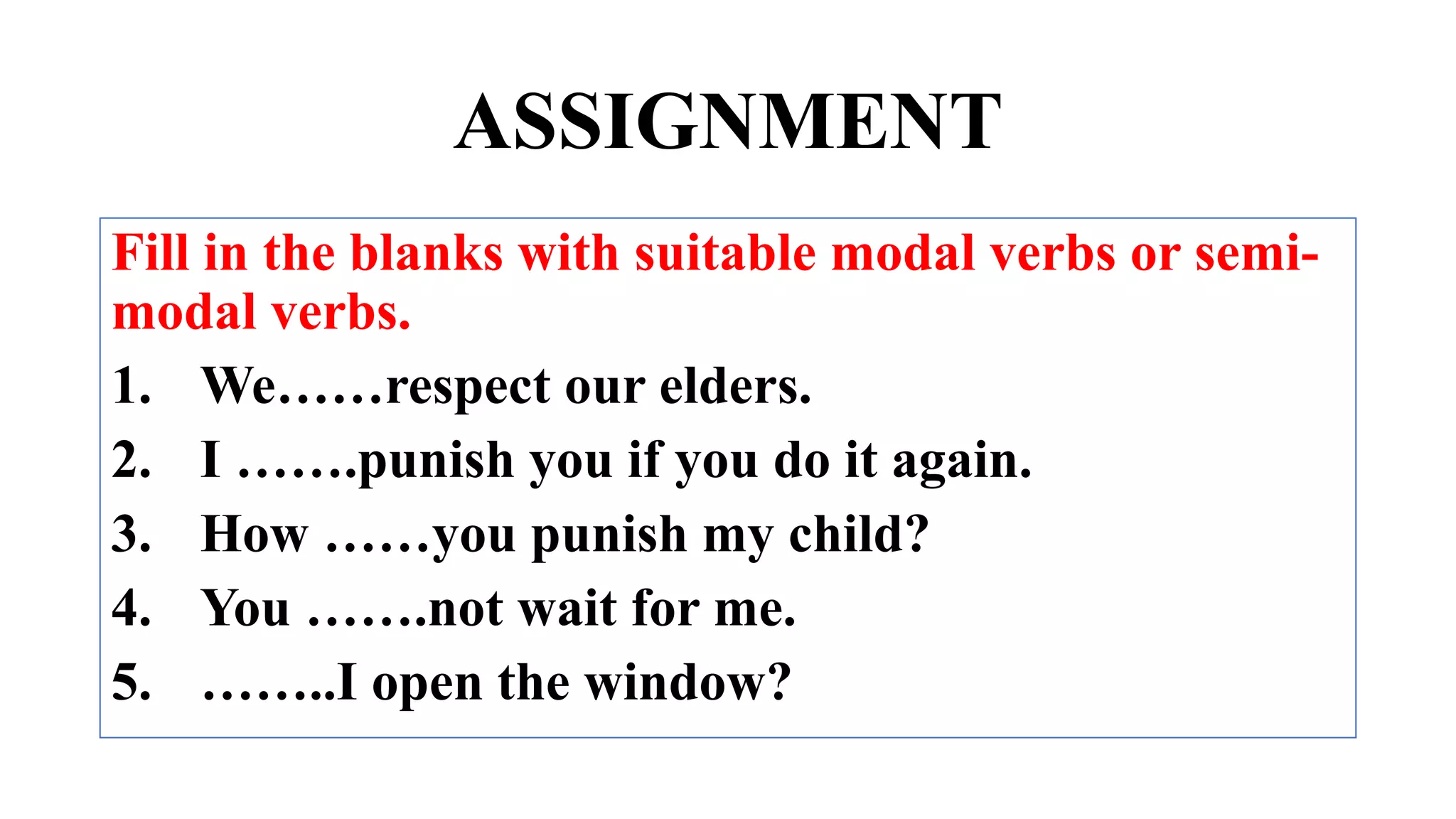 Semi modal verbs- Quazi modals | PPTX