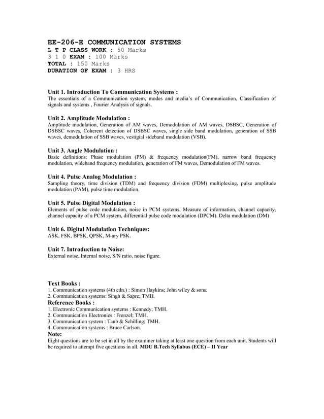 4th sem syllabus ECE (MDU Rohtak) | DOC | Consumer Electronics | Technology & Computing