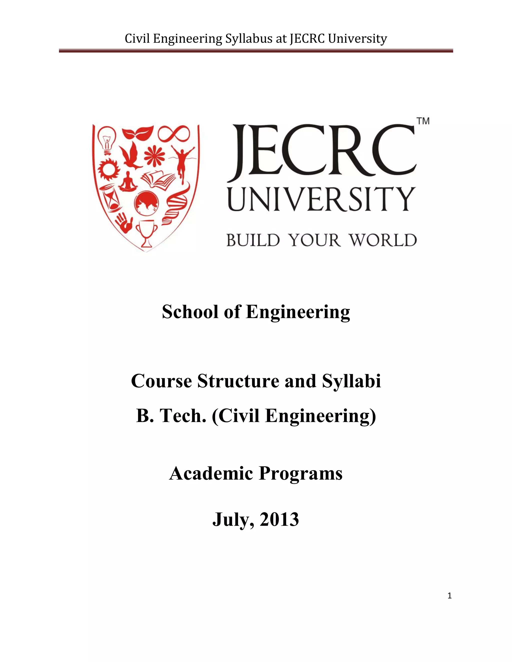 JECRC Syllabus for B.Tech Civil Engineering Branch | PDF