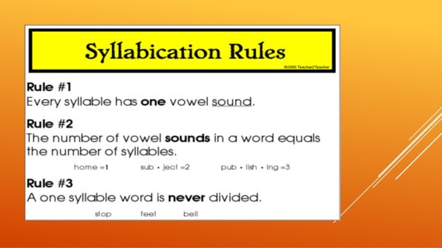 Syllabication and the Rules