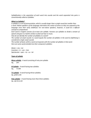 Tips on Syllabification | PDF