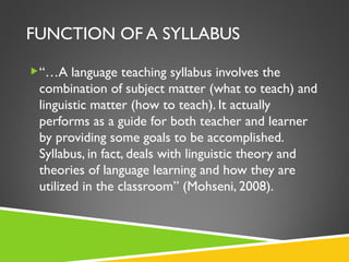 Syllabi in English Language Teaching | PPT