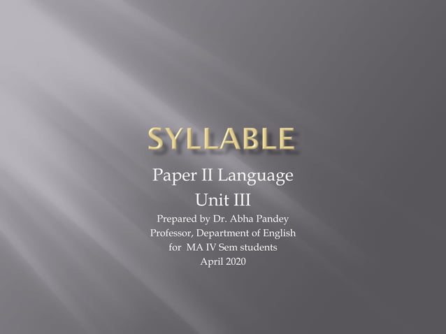 Syllable | PDF