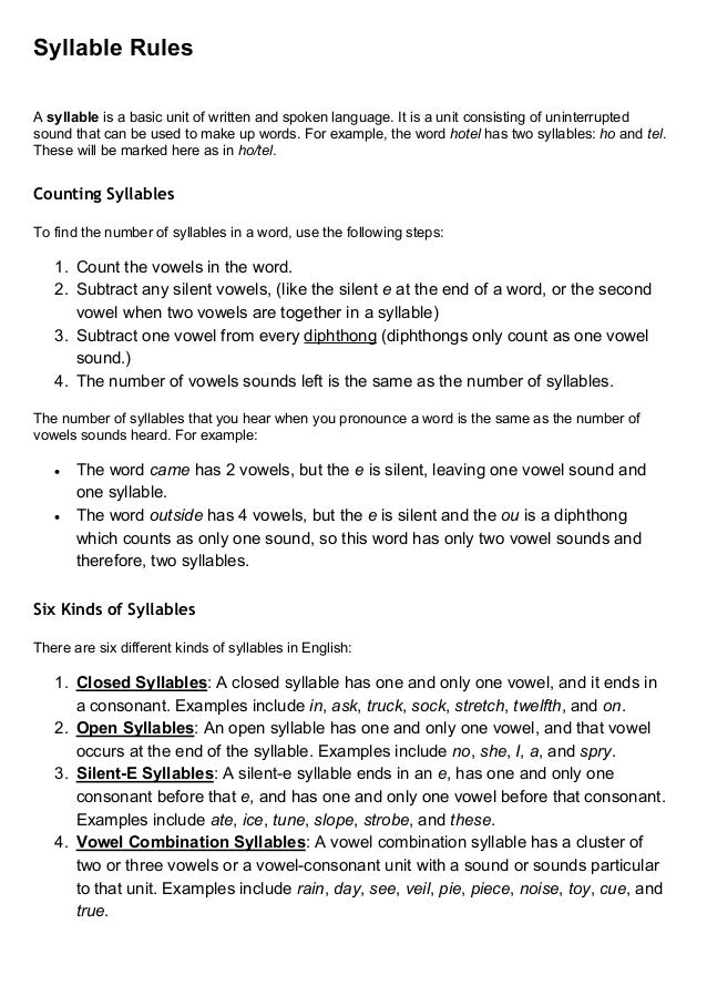 Syllable rules