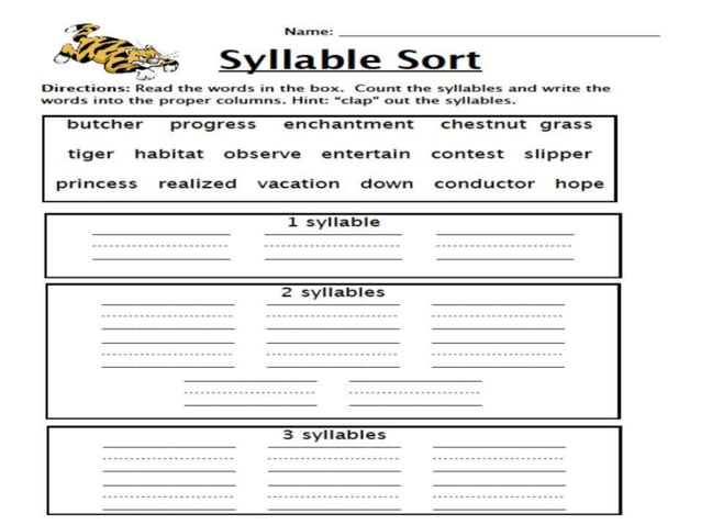 Identifying sounds and counting the syllables | PPTX