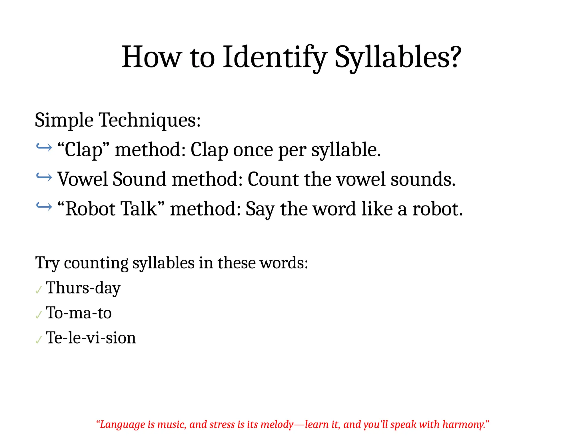 Presentation on Syllables & Syllable Stress | PPSX