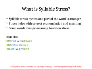 Presentation on Syllables & Syllable Stress | PPSX
