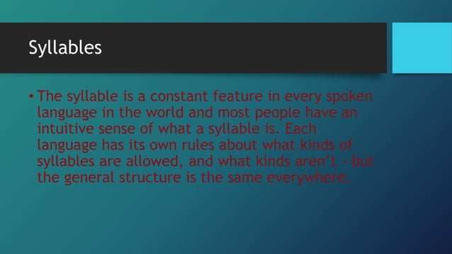Syllables & Syllable structure | PDF