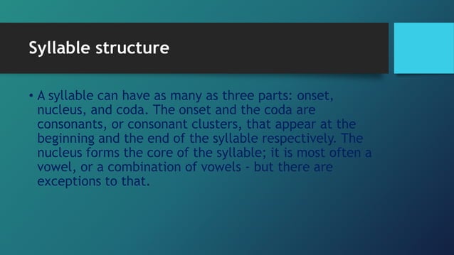 Syllables & Syllable structure | PDF