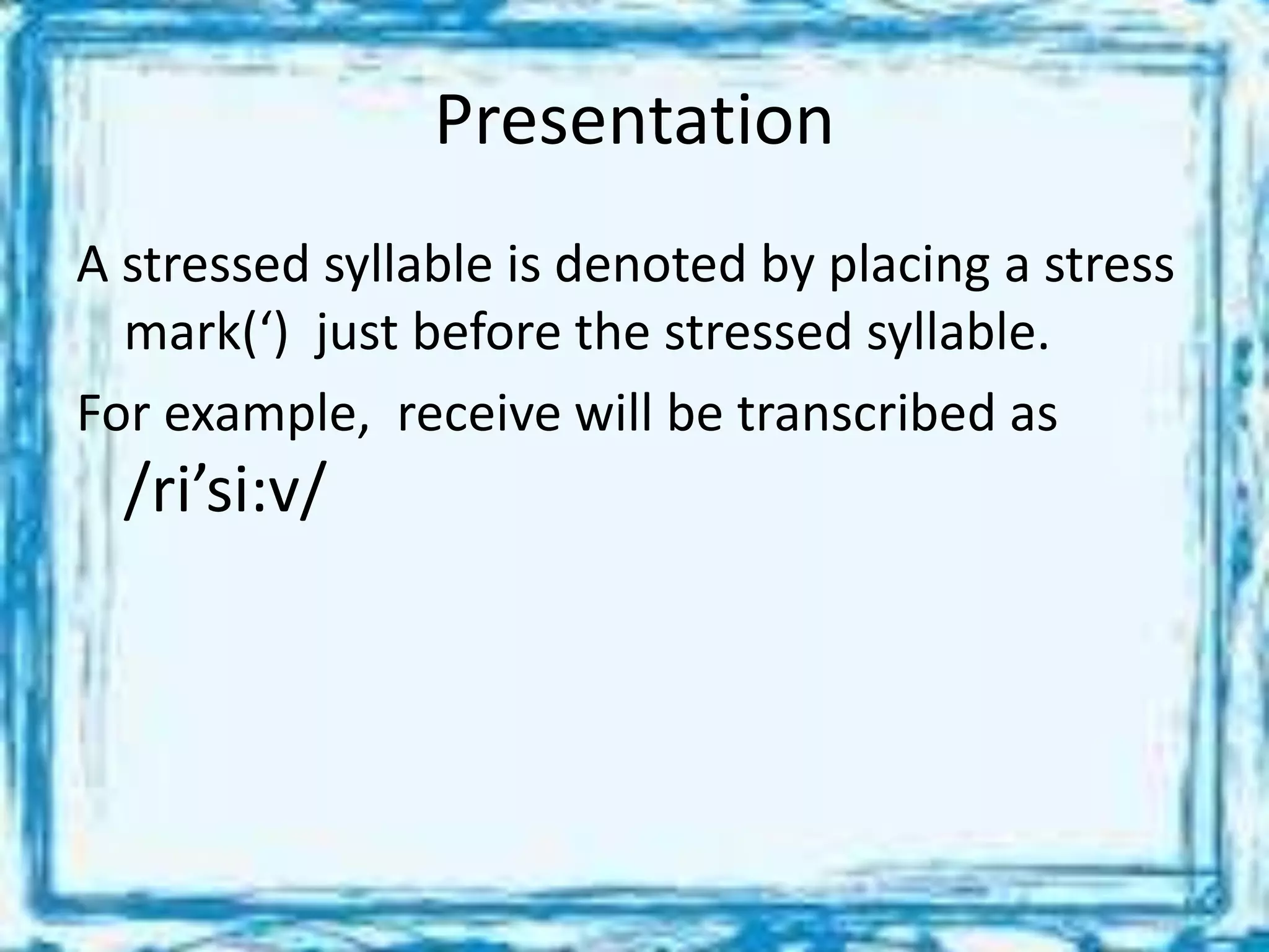 Syllable and Syllable Stress | PPTX