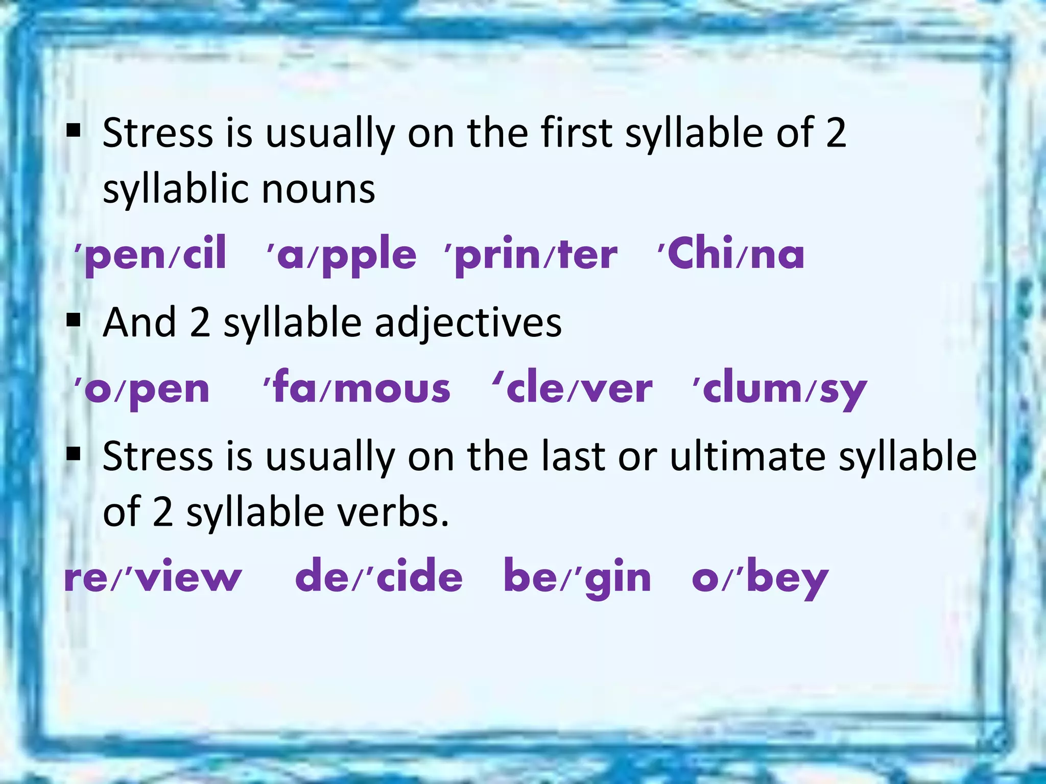 Syllable and Syllable Stress | PPTX