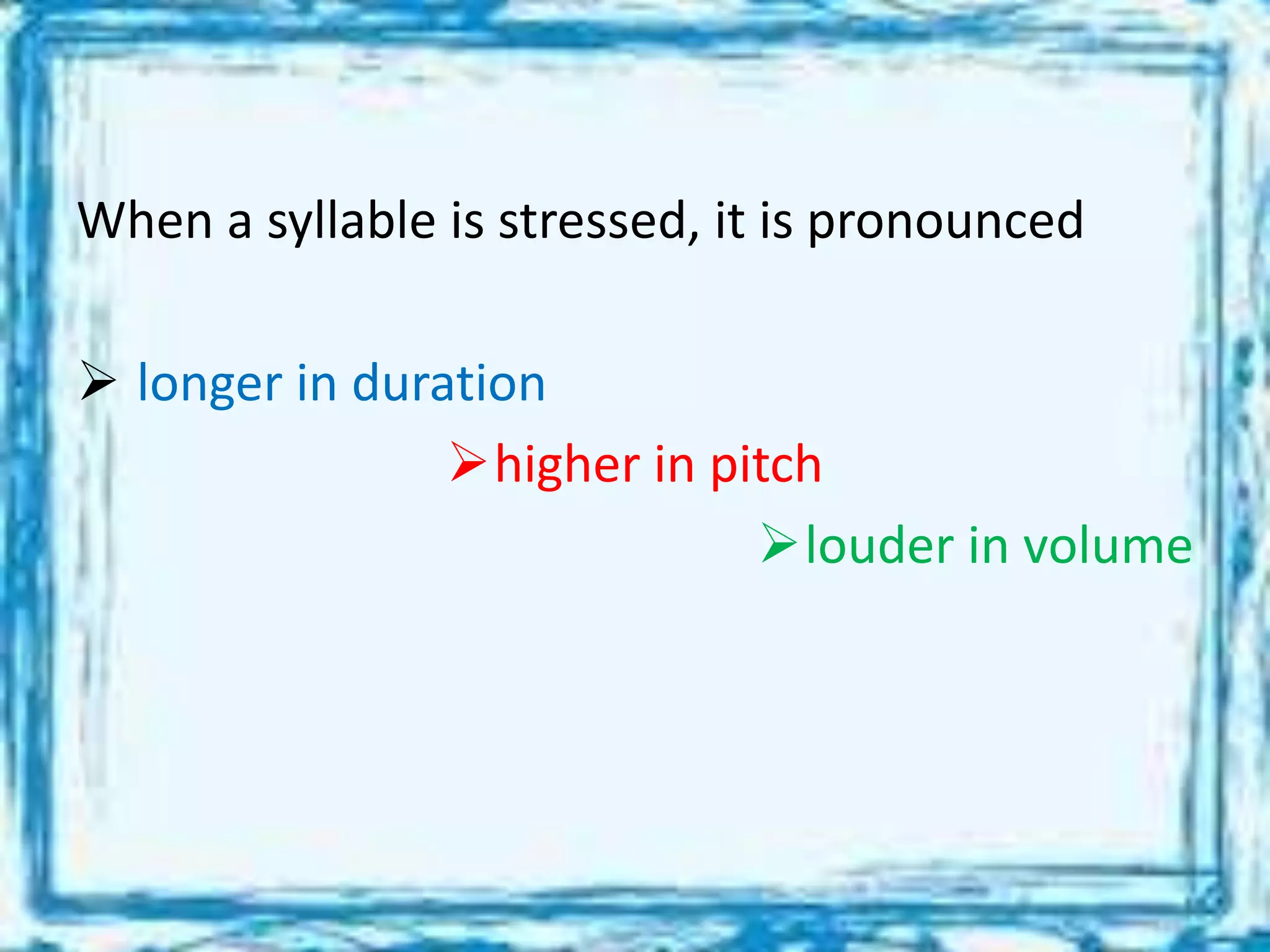 Syllable and Word stress | PPTX