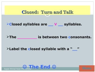 Syllables Types by Sajjad Ahmad Awan PhD Scholar | PPT