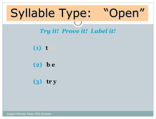 Syllables Types by Sajjad Ahmad Awan PhD Scholar | PPT
