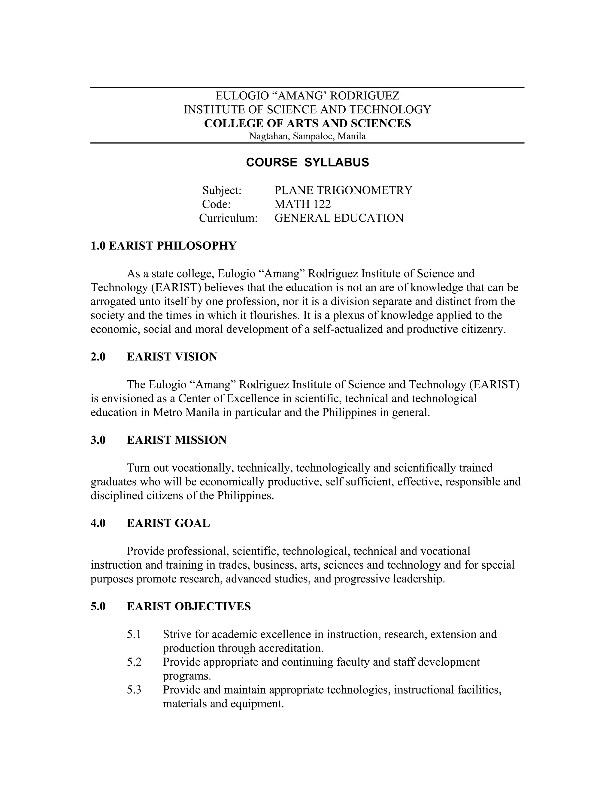 Math 122 Syllabus Pdf