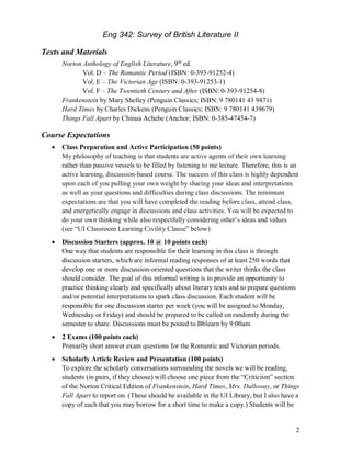 Eng 342 Syllabus | PDF | Homework and Study | Education