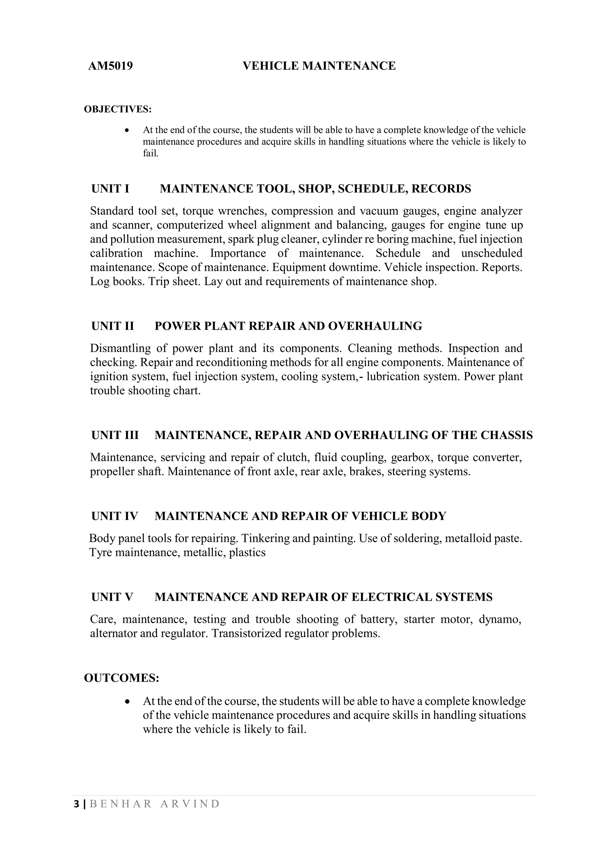 ME Automobile Syllabus (Anna University) 2017 Regulation | PDF
