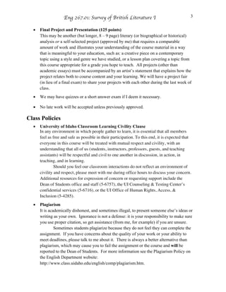 Eng 267 Syllabus | PDF | Homework and Study | Education
