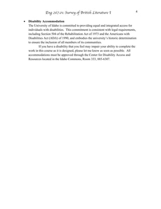 Eng 267 Syllabus | PDF | Homework and Study | Education