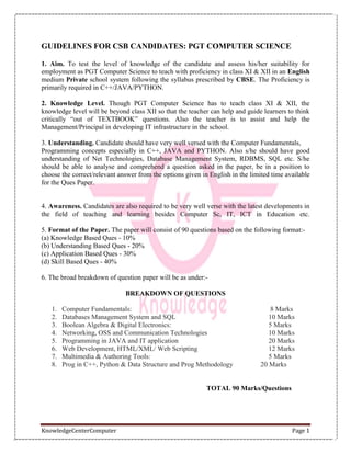 APS PGT Computer Science SylIabus | PDF