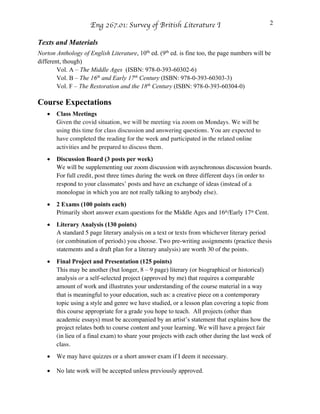 Eng 267 Syllabus | PDF | Homework and Study | Education