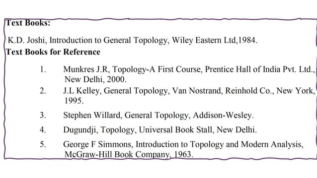 Basic Topology- Syllabus | PPT