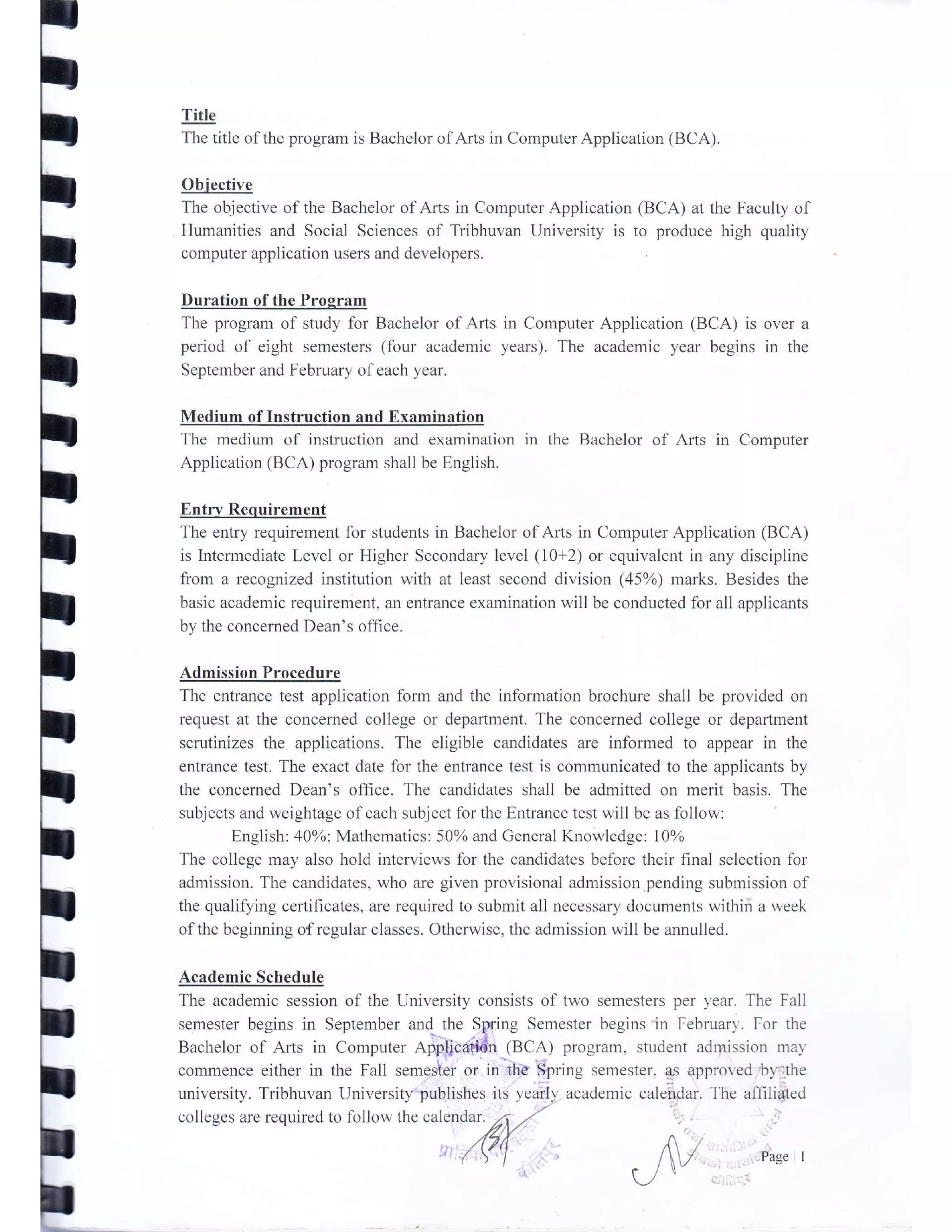 Syllabus BCA_Tribhuvan University | PDF