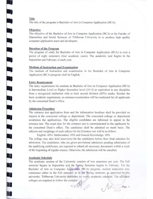 Syllabus BCA_Tribhuvan University | PDF | Free Download